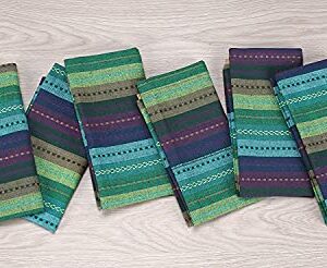 Cloth Napkins,Cotton Napkins,Dinner Napkins Cloth,Dinner Napkins,Cloth Napkins Set of 12 Cotton,Napkins Cloth,Cloth Napkins Cotton,Cotton Dinner Napkins, Salsa Stripe Napkins 18x18 Teal Multi