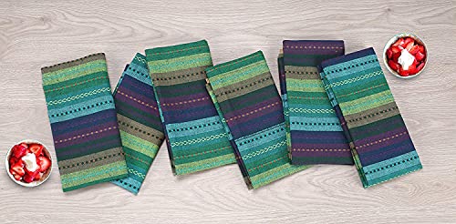 Cloth Napkins,Cotton Napkins,Dinner Napkins Cloth,Dinner Napkins,Cloth Napkins Set of 12 Cotton,Napkins Cloth,Cloth Napkins Cotton,Cotton Dinner Napkins, Salsa Stripe Napkins 18x18 Teal Multi