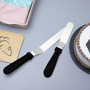 KUFUNG Icing Spatula, Offset Spatula, Stainless Steel with PP Plastic Handle Cake Decorating Frosting Spatula (6 inch, Black+Tulwar)