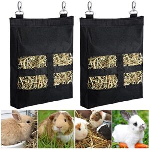 2 pieces guinea pig hay bag rabbit feeding bag small animal hay feeder bag hanging feeder sack for rabbit guinea pig chinchilla hamsters small animals hay storage (black)