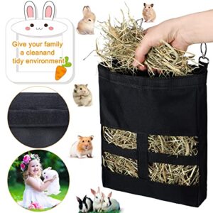 2 Pieces Guinea Pig Hay Bag Rabbit Feeding Bag Small Animal Hay Feeder Bag Hanging Feeder Sack for Rabbit Guinea Pig Chinchilla Hamsters Small Animals Hay Storage (Black)