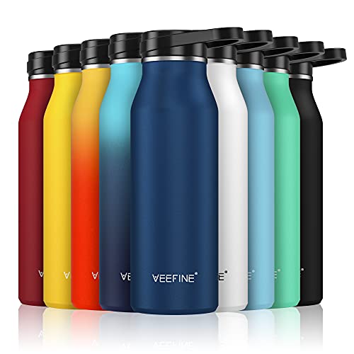 VeeFine Insulated Water Bottle Stainless Steel Water Bottles BPA-Free Dishwasher Safe 20/32/40oz Wide Mouth Lid Eco-Friendly Thermos for Hiking Camping and Travel