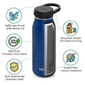 VeeFine Insulated Water Bottle Stainless Steel Water Bottles BPA-Free Dishwasher Safe 20/32/40oz Wide Mouth Lid Eco-Friendly Thermos for Hiking Camping and Travel