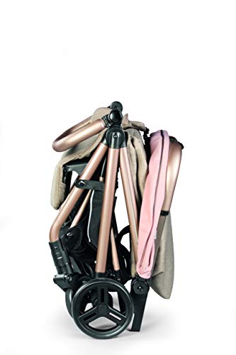 Peg Perego Selfie – Self-Folding, Light Weight, Compact Stroller – Compatible with All Primo Viaggio 4-35 Infant Car Seats - Made in Italy - Mon Amour (Beige, Pink, & Rose Gold)