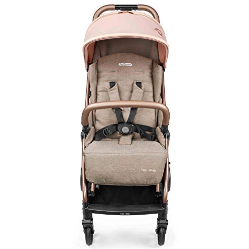 Peg Perego Selfie – Self-Folding, Light Weight, Compact Stroller – Compatible with All Primo Viaggio 4-35 Infant Car Seats - Made in Italy - Mon Amour (Beige, Pink, & Rose Gold)