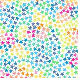 quality fabric baby stars rainbow white flannel 1/4 yard (18x22)