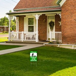 2 pcs Clean Up After Your Dog Signs - DOUBLE SIDED 8" x 12" No Dog Poop Signs for Yard Plastic - Curb Your Dog Sign - Pick Up After Your Dog Sign - No Dog Poop Signs for Yard - Dog Signs No Pooping