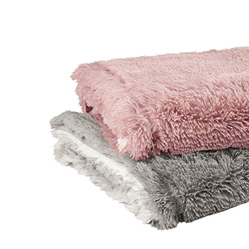 CosmoLiving by Cosmopolitan Cleo Throw Blanket-Faux Fur Shaggy to Mink Reverse Deluxe Ombre Fuzzy Design Spread, Ultra Soft, Cozy Living Room Couch, Sofa, Bed, 50"" x 60"", Grey (CL50-0030)