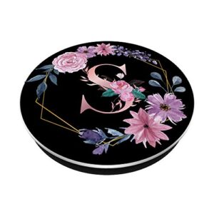 Women Floral Capital S Girly Personalized Initial Letter PopSockets PopGrip: Swappable Grip for Phones & Tablets