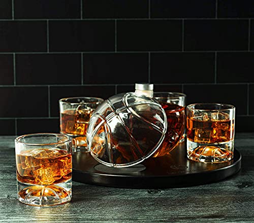 Basketball Decanter Set, Whiskey Scotch or Bourbon Decanter Perfect for Basketball Enthusiasts by The Wine Savant