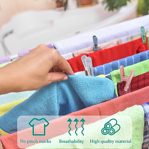 Plastic Clothes Pins Laundry Clips,56 Pcs Colorful Clothespins,2 inch Small Clothes Pin with Clothespin Bag,Clothespins for Hanging Clothes,4 Colors Cloths Pins Drying Line Pegs for Kitchen