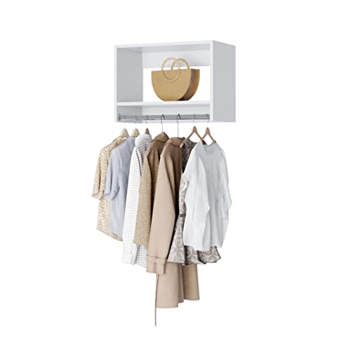 Tall Hanging Closet Unit - Modular Closet System For Hanging - Corner Closet System - Closet Organizers And Storage Shelves (White, 30 inches Wide) Closet Shelves