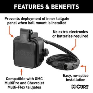 CURT 58265 Protective GMC MultiPro, Chevy Multi-Flex Tailgate Sensor for Towing Accessories, 2-Inch Receiver Hitch Cap,Black