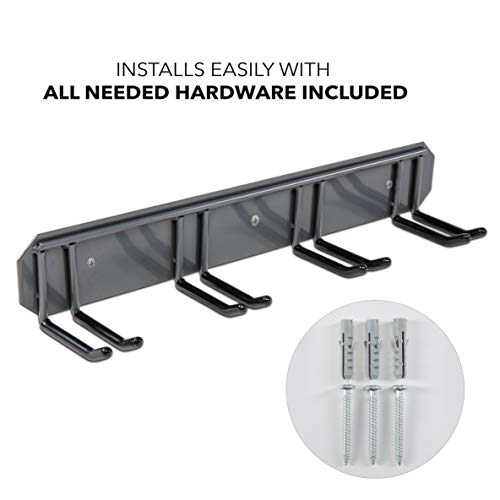 Ski Storage Rack, Wall Mounted, Holds 4 Pairs of Skis & Skiing Poles or Snowboard, for Home and Garage Storage, Wall Mounted, Heavy Duty, Rubber-Coated Hooks,