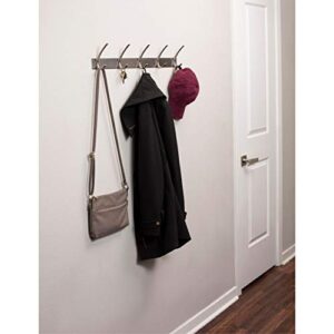 BIRDROCK HOME Premium 5-Hook Stainless Steel Coat and Hat Rack for Wall - Set of 2 - Front Door Organizer - Mounted Hanger for Jackets, Clothes, Hats, Towel - Silver Dual Hooks - Brushed Nickel Finish