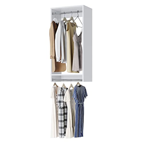 Double Hanging Closet Unit - Modular Closet System for Hanging - Corner Closet System - Closet Organizers and Storage Shelves (White, 36 inches Wide) Closet Shelves