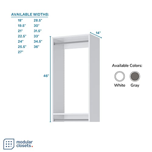 Double Hanging Closet Unit - Modular Closet System for Hanging - Corner Closet System - Closet Organizers and Storage Shelves (White, 36 inches Wide) Closet Shelves