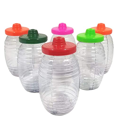 SPARC LIGHTING Mexican Style 16 oz Mini Plastic Barrel with Straw and Lid Traditional Vitroleros in Assorted Colors (16oz (6 Pack))