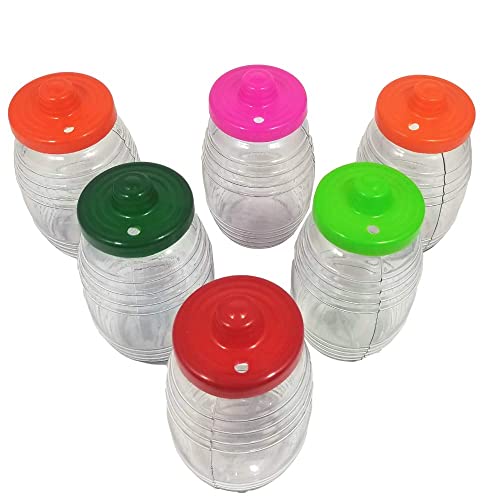 SPARC LIGHTING Mexican Style 16 oz Mini Plastic Barrel with Straw and Lid Traditional Vitroleros in Assorted Colors (16oz (6 Pack))