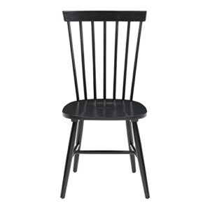 OSP Home Furnishings Eagle Ridge Traditional Windsor Style Solid Wood Dining Chairs 2-Pack, Black