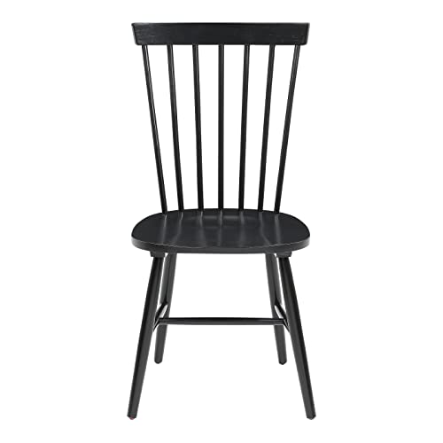 OSP Home Furnishings Eagle Ridge Traditional Windsor Style Solid Wood Dining Chairs 2-Pack, Black