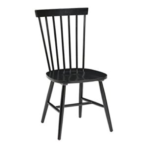 OSP Home Furnishings Eagle Ridge Traditional Windsor Style Solid Wood Dining Chairs 2-Pack, Black