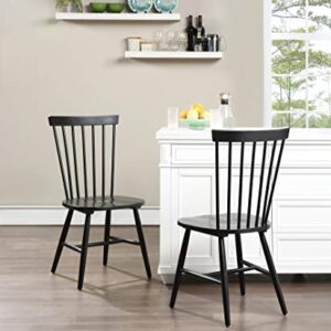 OSP Home Furnishings Eagle Ridge Traditional Windsor Style Solid Wood Dining Chairs 2-Pack, Black