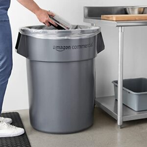 AmazonCommercial 55 Gallon Heavy Duty Round Trash/Garbage Can, Grey, 2-pack