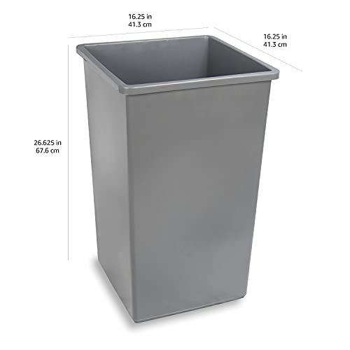 AmazonCommercial 25 Gallon Square Waste Container, Grey, 2-pack