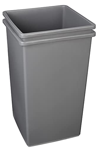 AmazonCommercial 25 Gallon Square Waste Container, Grey, 2-pack