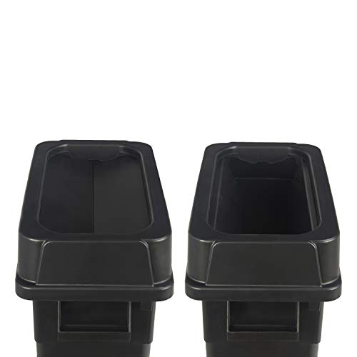 AmazonCommercial 23 Gallon Double Flip Lid for Slim Trash Can, Black, 1-Pack