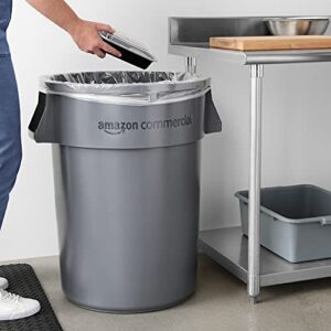 AmazonCommercial 44 Gallon Heavy Duty Round Trash/Garbage Can, Grey, 4-pck