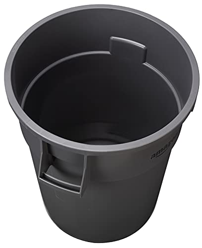 AmazonCommercial 44 Gallon Heavy Duty Round Trash/Garbage Can, Grey, 4-pck