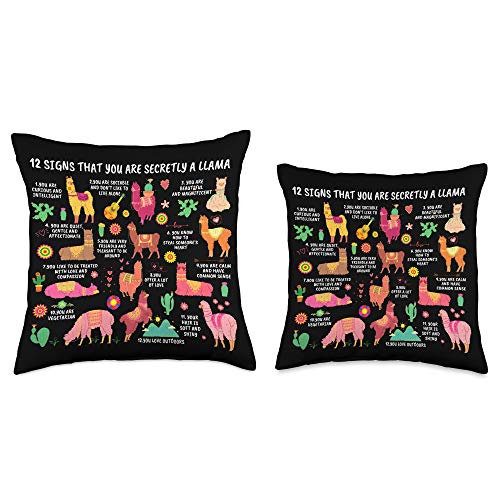 Pearl Maricela 12 Signs That You are Secretly Crazy Llama Lady Gift Throw Pillow, 18x18, Multicolor