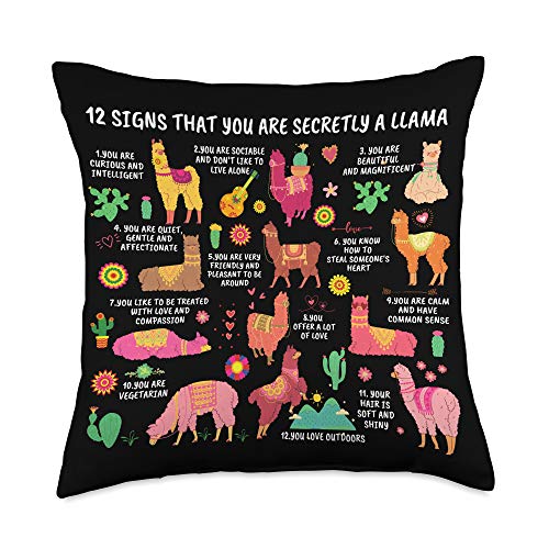 Pearl Maricela 12 Signs That You are Secretly Crazy Llama Lady Gift Throw Pillow, 18x18, Multicolor