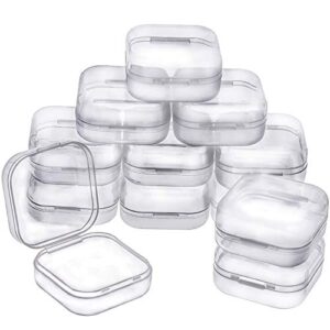 12 pcs small clear plastic beads storage containers box with hinged lid bead organizers and storage small plastic boxes organizer box for small items crafts jewelry earplugs (1.37 x 1.37 x 0.7 inches)