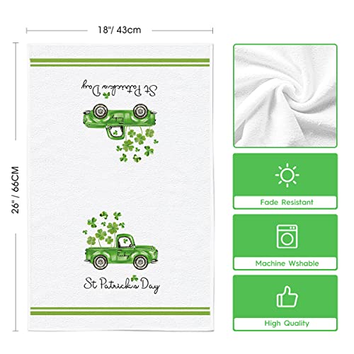 Artoid Mode Lucky Charmed Blessed Kitchen Dish Towels, 18 x 26 Inch Seasonal St. Patrick's Day Lucky Clover Shamrock Truck Ultra Absorbent Drying Cloth Tea Towels for Cooking Baking Set of 2