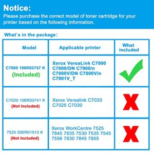 LCL Compatible Toner Cartridge Replacement for Xerox Versalink C7000 C7000/DN C7000/n C7000V/DN C7000V/n C7001V_T 106R03757 106R03761 High Yield (1-Pack Black)