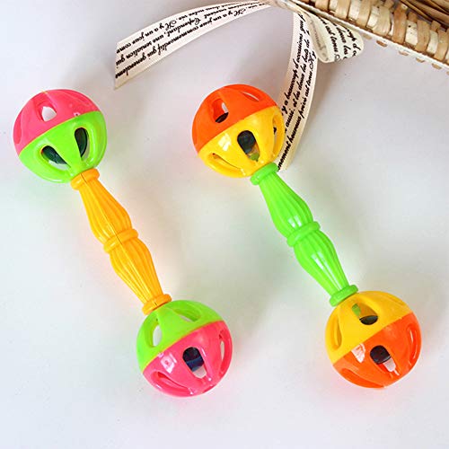 SONGBIRDTH Parrot Chew Toys - Pet Bird Parrot Hollow Double-Head Bell Ball Rattle Bite Chew Interactive Toy for Medium and Small Parrot Random Color