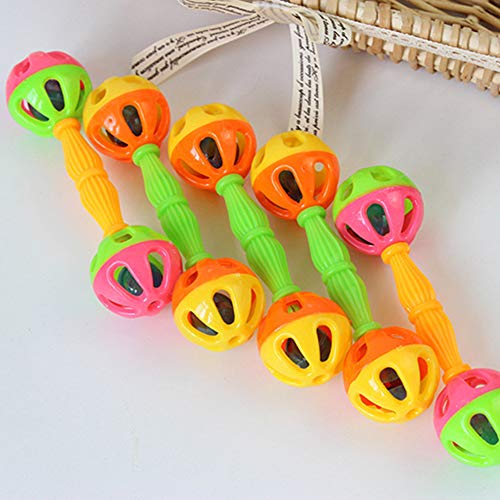 SONGBIRDTH Parrot Chew Toys - Pet Bird Parrot Hollow Double-Head Bell Ball Rattle Bite Chew Interactive Toy for Medium and Small Parrot Random Color