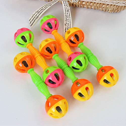 SONGBIRDTH Parrot Chew Toys - Pet Bird Parrot Hollow Double-Head Bell Ball Rattle Bite Chew Interactive Toy for Medium and Small Parrot Random Color