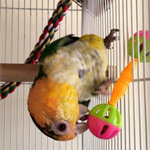 SONGBIRDTH Parrot Chew Toys - Pet Bird Parrot Hollow Double-Head Bell Ball Rattle Bite Chew Interactive Toy for Medium and Small Parrot Random Color