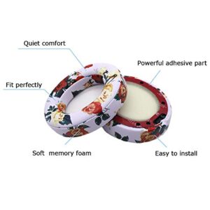 Studio 3 Ear Pads Replacement Ear Pads Protein PU Leather Ear Cushion Compatible with Studio 2.0 Studio 3 B0500 Wired Wireless Over-Ear Headphones (Not fit Solo2/3) (Floral White)