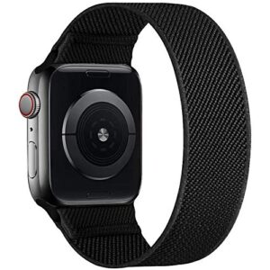 enjiner stretchy nylon solo loop bands compatible with apple watch 38mm 40mm 41mm 42mm 44mm 45mm 49mm ultra iwatch series 8 7 se 6 5 4 3 2 1 strap, sport elastic braided women men no buckles clasps replacement wristband, black 42/44/45/49mm m