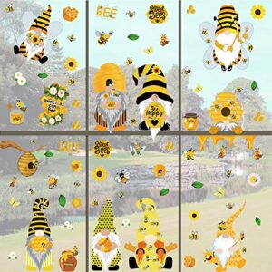 DmHirmg Bee Window Clings Honey Bee Window Decals Spring Summer Bee Window Stickers Flower Honeypot Bees Static Clings Removable Honeycomb Bee Window Decor for Home Party Supply 9 Sheets