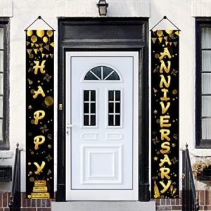 Yoaokiy 30 Year Anniversary Decorations Kit, 30th Wedding Anniversary Banner Party Decorations Supplies, Gold Happy 30th Anniversary Banner Porch Sign Decor