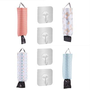 4pcs Plastic Bags Dispenser Organizer for Kitchen Shopping Bag Holder Wall Mounted Grocery Bag Holder,Hanging Garbage Bag Dispenser for Trash Bags Storage with Adhesive Hooks