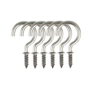 IDEALSV 50 Pcs (304) Stainless Steel Screw Ceiling Hooks 7/8 Inch Cup Hook Screw-in Light Hooks Outdoor and Indoor Hanging