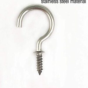 IDEALSV 50 Pcs (304) Stainless Steel Screw Ceiling Hooks 7/8 Inch Cup Hook Screw-in Light Hooks Outdoor and Indoor Hanging