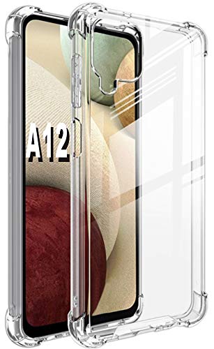 Folmeikat Samsung Galaxy A12 Phone Case, Clear Transparent Reinforced Corners TPU Shock-Absorption Flexible Cell Phone Cover for Samsung A12 6.5"(2021) (Clear)